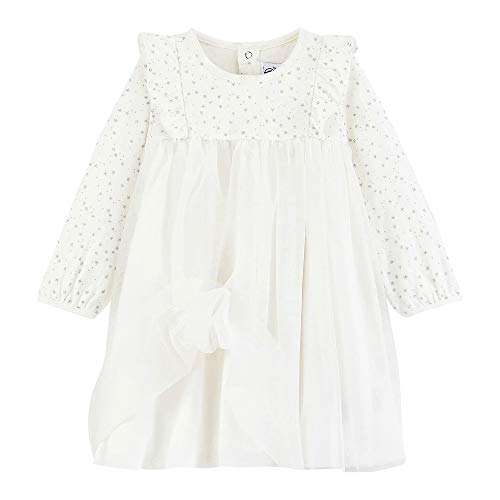 Petit Bateau Baby Girls Long Sleeve Tulle Skirt Dress (6 Months) White