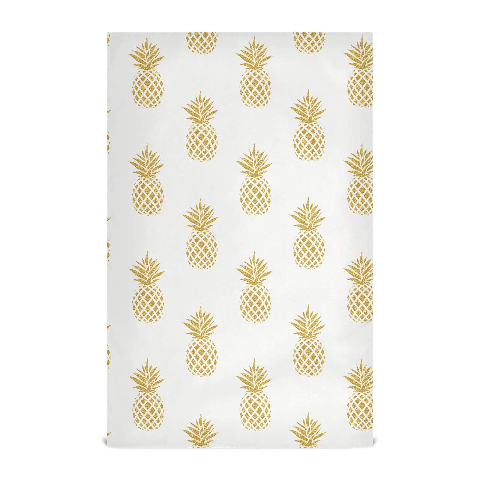 ALAZA Gold Pineapple on White Kitchen Towels Dish Bar Tea Towel Dishcloths 1 Pack Super Absorbent Soft 18 x 28 inches