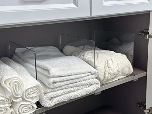LikeU Shelf Dividers for Closets,Clear Acrylic Shelf Divider for Wood Shelves and Clothes Organizer/Purses Separators Perfect for Kitchen Cabinets and Bedroom Organizer,6 PCS