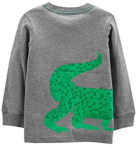 Simple Joys by Carter's Boys' 3-Pack Long Sleeve Shirts, Black Genius/Green Rocket/Grey Crocodile, 3T