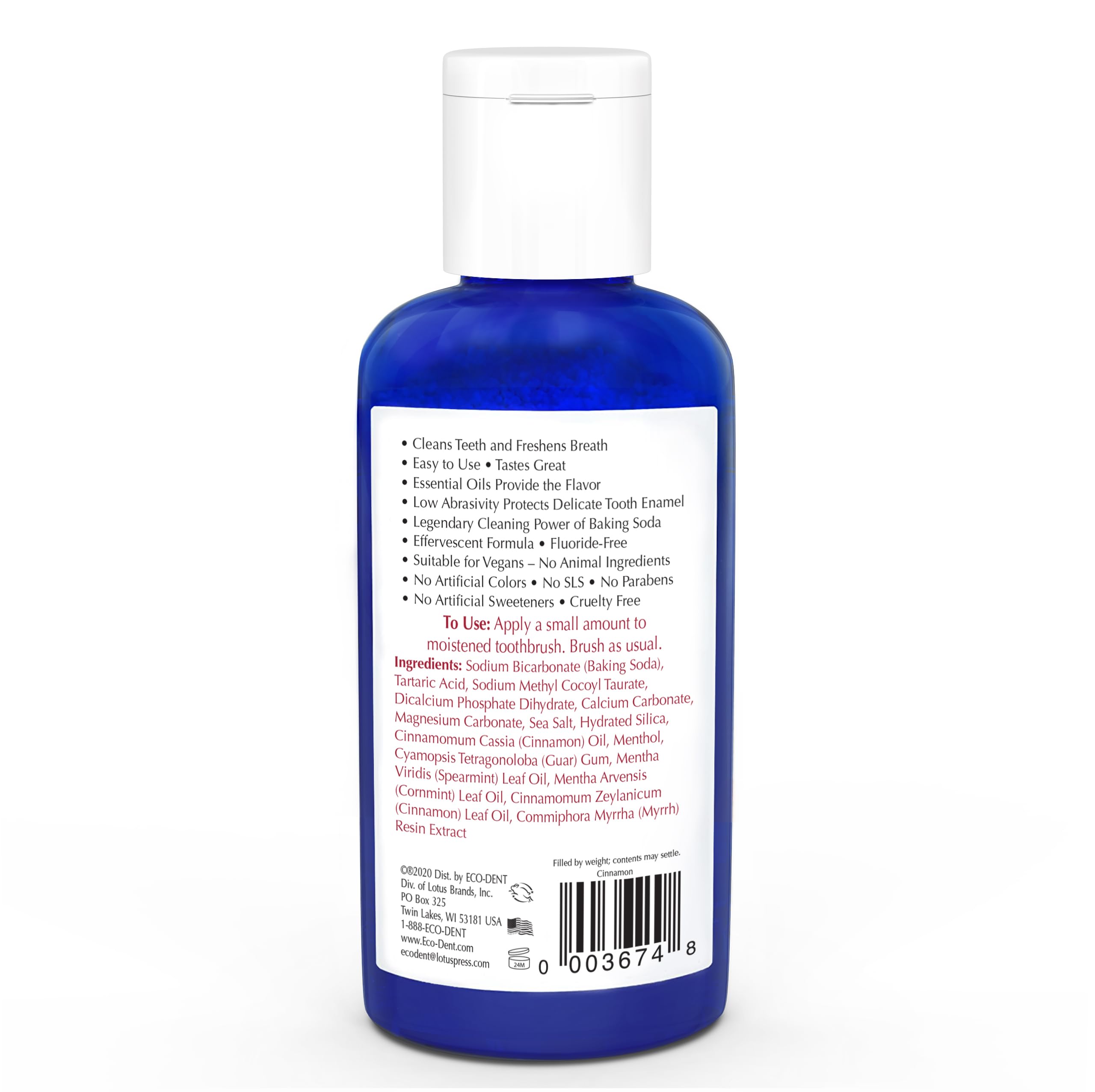 Eco-Dent DailyCare Baking Soda Toothpowder, Cinnamon - Fluoride-Free Toothpaste Powder, SLS-Free Tooth Powder with Baking Soda, Minerals, and Essential Oils, Toothpaste Alternative, 2 Oz