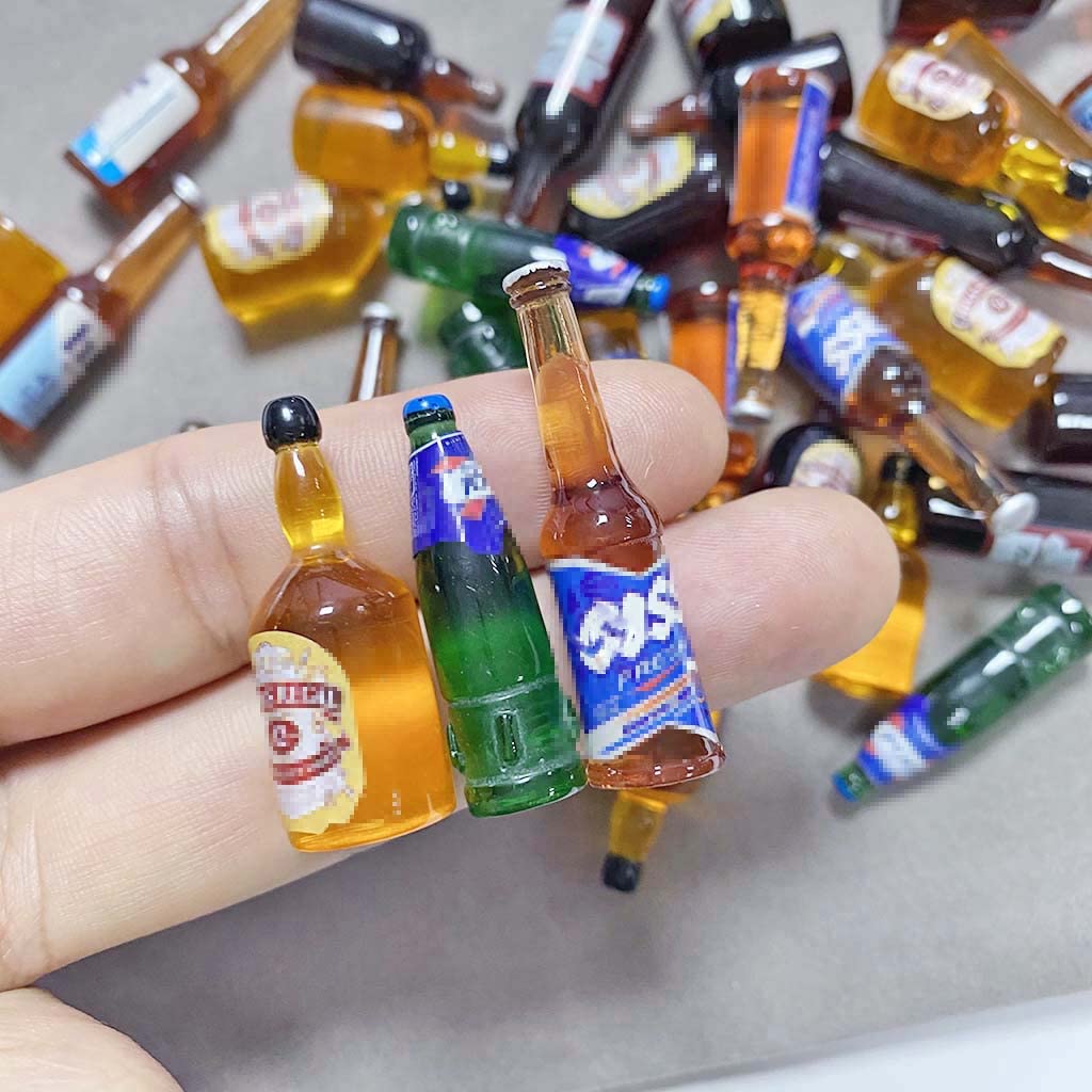 Juland 40PCS Miniature Mini Beer Drinks Decoration Dollhouse Beer Glass Mixed Wine Resin Sets Simulation Instant Model Scene Tableware Dolls House β Random Pattern