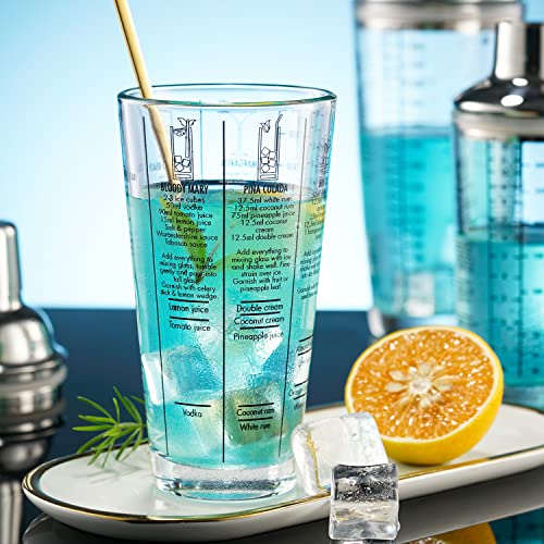 Sanlan cocktail shaker, 12oz Martini Recipes Measured Mixing Glass and Stainless Steel Top shakers bartending, Best Gift for Beginner