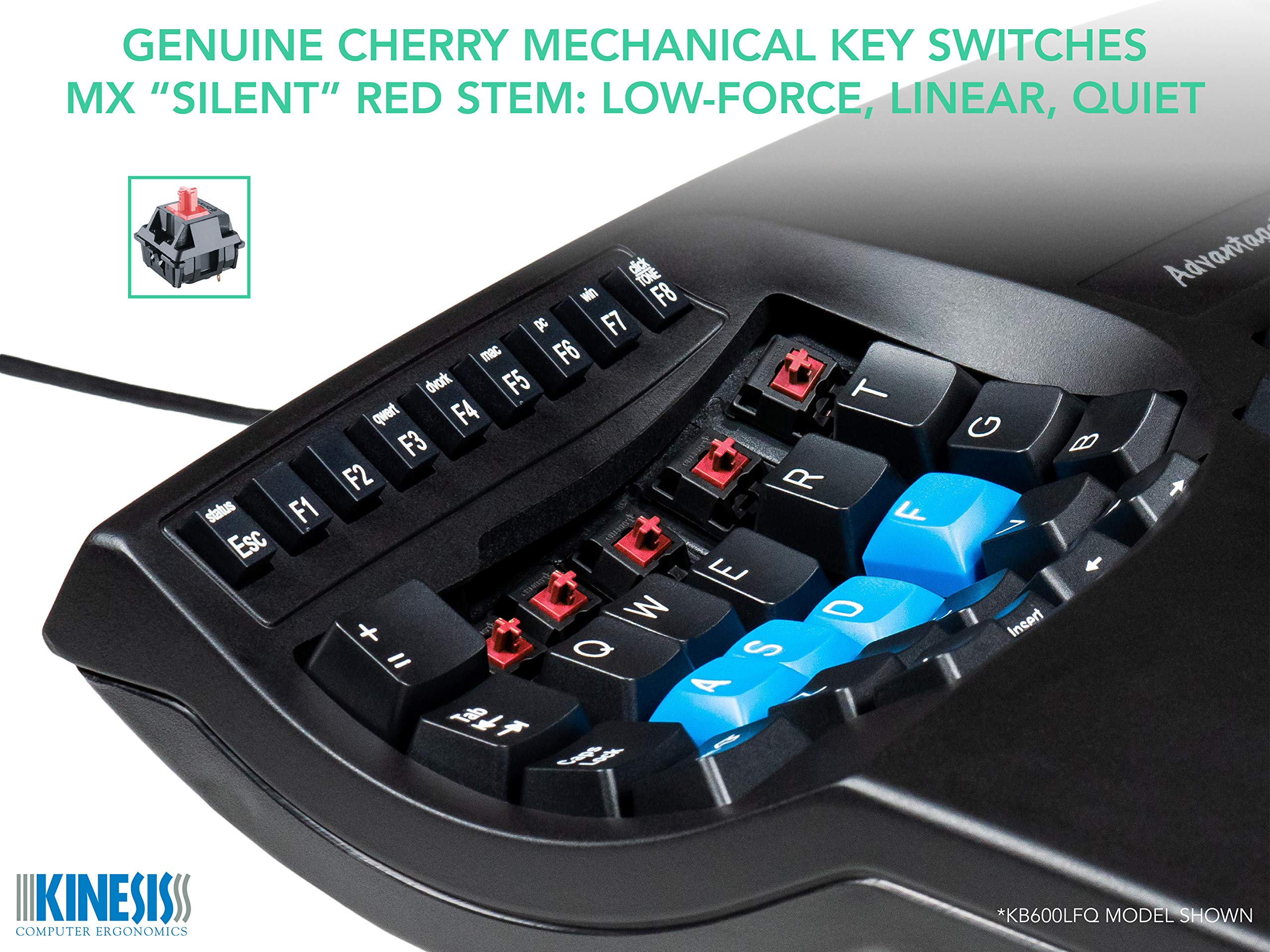 KINESIS Advantage2 Quiet LF Ergonomic USB Keyboard (KB600LFQ)