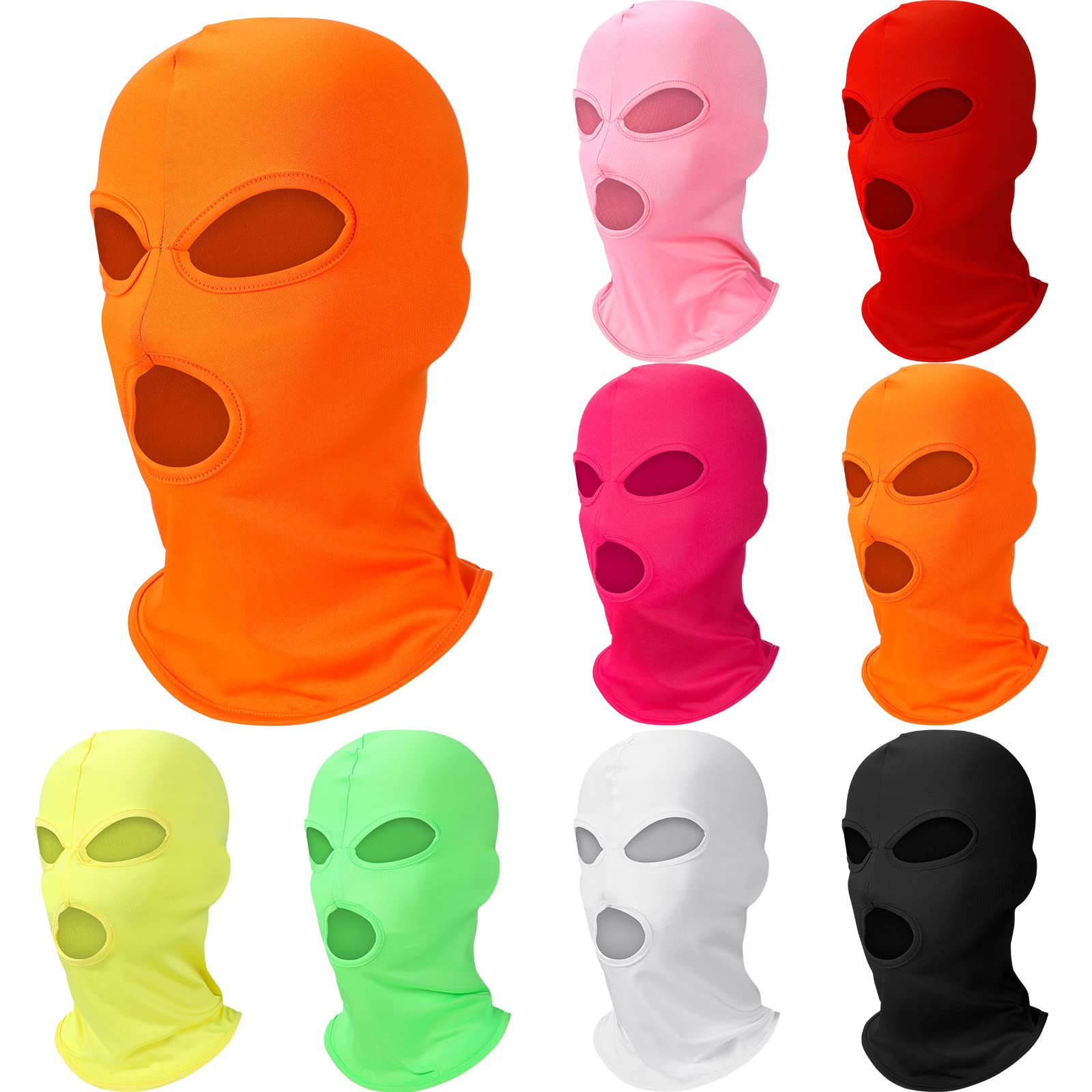 8 Pcs 3 Hole Full Face Mask Cover Balaclava Face Mask, Summer Cooling Neck Gaiter, UV Protector Motorcycle Ski Scarf Sports (Assorted Color)