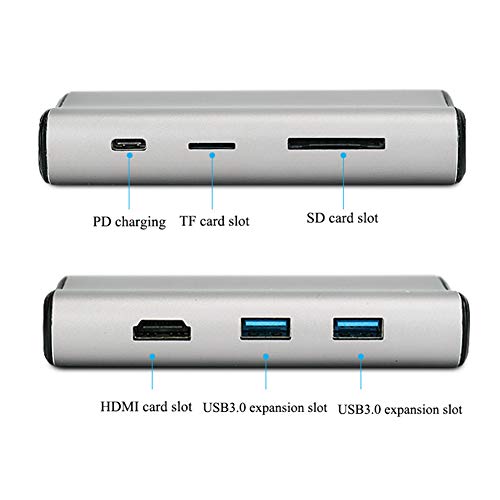 XUNMAIFHB Portable Docking Station,9-in-1 Multi-Function Type-C Docking Station HUB USB-c HDMI Female, USB3.0, Gigabit Network Card, SD Card, TF Card, 3.5MM Audio Interface Fast Transmission