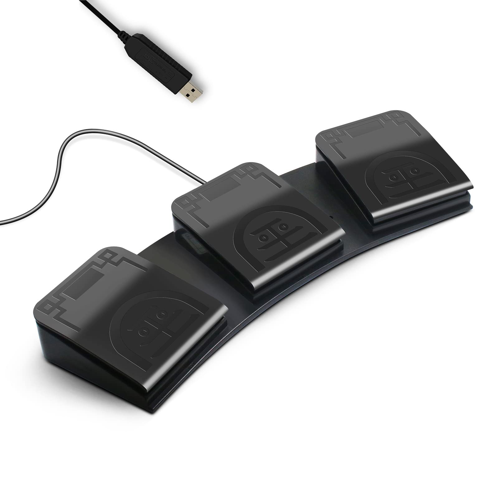 PCsensor USB Foot Pedal PC 3 Key Foot Pedal Customized Foot Switch Programmable Computer Keyboard Mouse for Video Game Control Office Work Sheet Music Page Turner Action Control HID (Photoelectric)