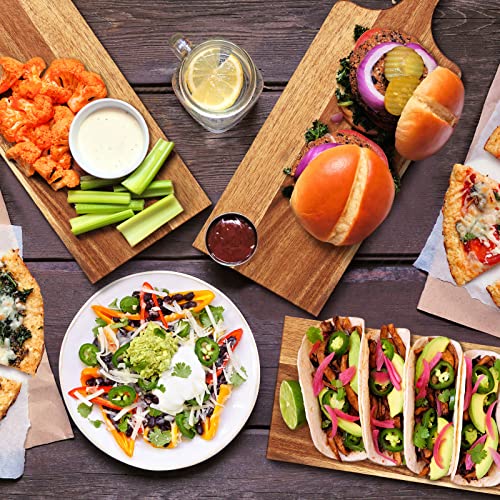 6 Pcs Cutting Board Set Plain Chopping Board with Handles Laser Engraving Serving Board Wooden Charcuterie Kitchen Board Bulk for DIY Housewarming Christmas Gift (17 x 6 Inch, Acacia Wood)