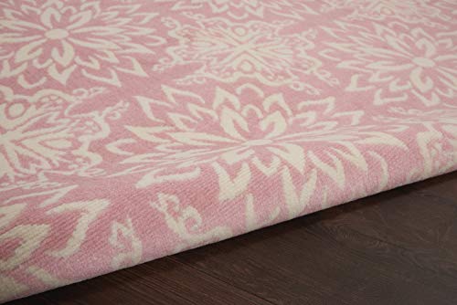 Nourison Jubilant Floral Ivory/Pink 4' x 6' Area Rug, Easy -Cleaning, Non Shedding, Bed Room, Living Room, Dining Room, Kitchen (4x6)
