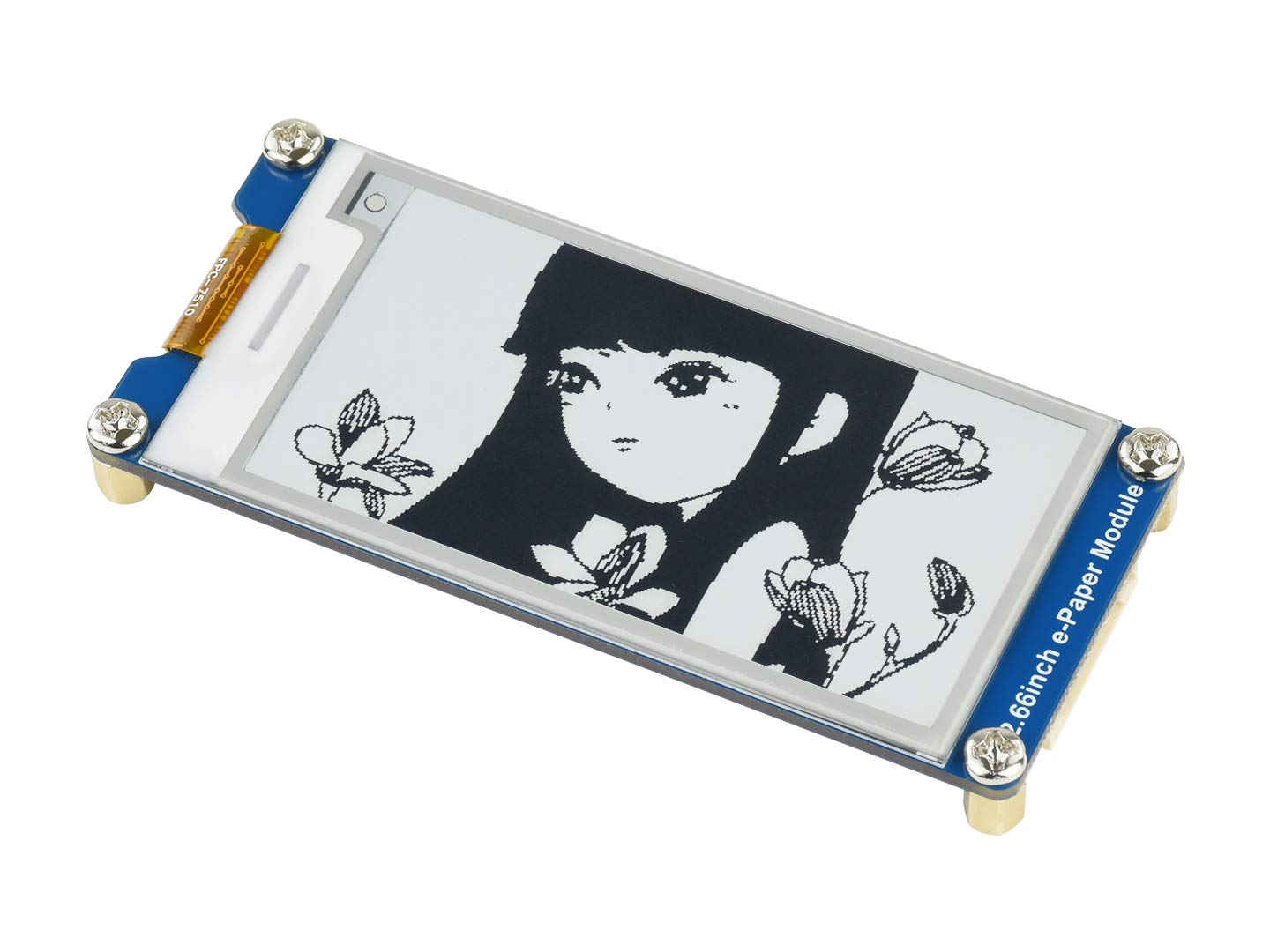Waveshare 2.66inch E-Paper E-Ink Display Module Compatible with Raspberry Pi4B/3B+/3B/2B/B+/A+/Zero/Zero W/WH/Zero 2W 296×152 Pixels Black/White Dual-Color SPI Interface Supports Partial Refresh