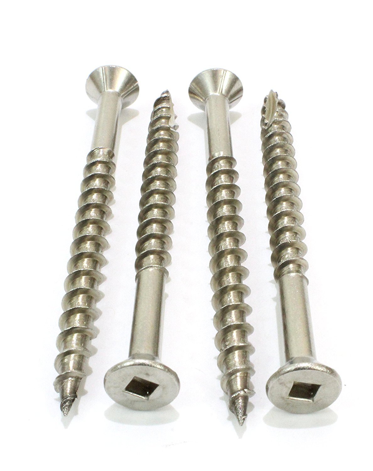 US STAINLESS 100 Pieces Stainless 316 A4#8-8 x 2/1-1/4" Decking Screw Bugle Head Type 17 Square Drive Marine Grade