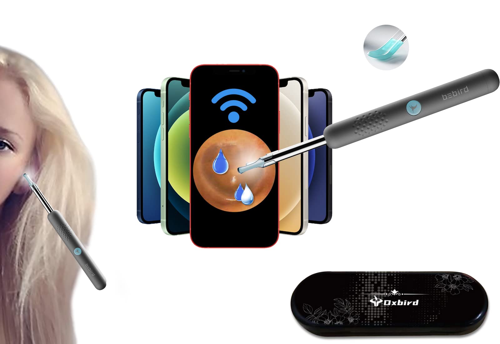 Oxbird(200-300W-PX) HD Wireless Otoscope with Light Ear Wax Camera, Ear Wax Remover Removal Cleaner Cleaning Kit, Suitable for Apple/Android, Dad and Madam Artifact,Perpetual Commitment
