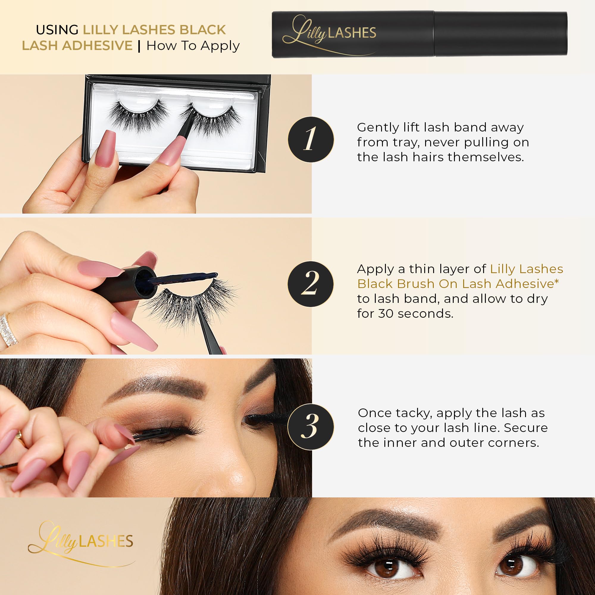 Lilly Lashes Miami Flare 3D Mink Lashes, Mink Eyelashes, The Original Lilly Lash For Wispy & Natural Look, Reusable Eyelashes up to 25x, Fluffy Lashes, Strip Lashes, Lash Glue not Included