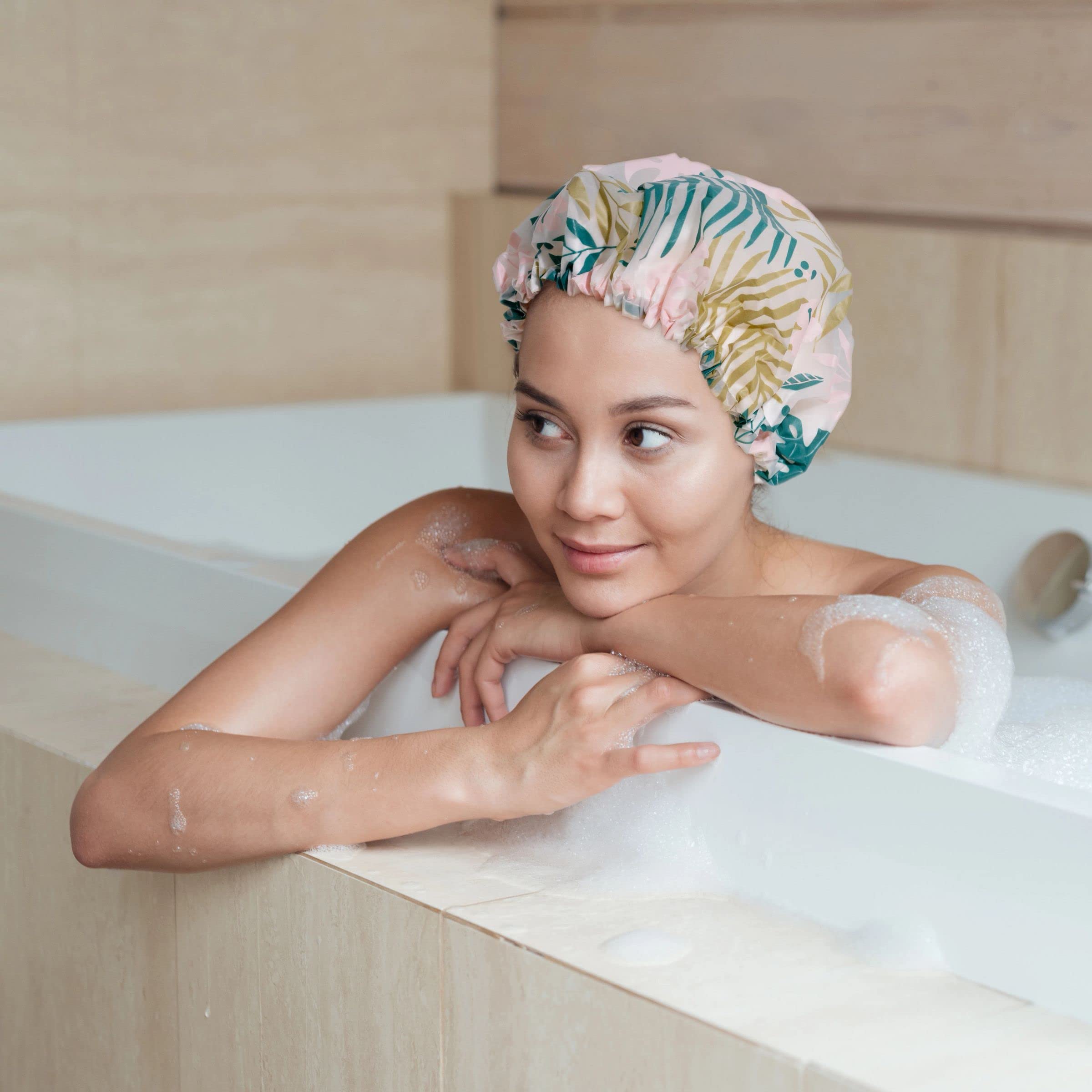 EcoTools Shower Cap, Organic Cotton Lining, Perfect For No-Wash Days, Fits All Head Sizes & All Hair Textures, Reusable & Waterproof, Protects Scalp, Eco-Friendly, Cruelty-Free, & Vegan, 1 Count