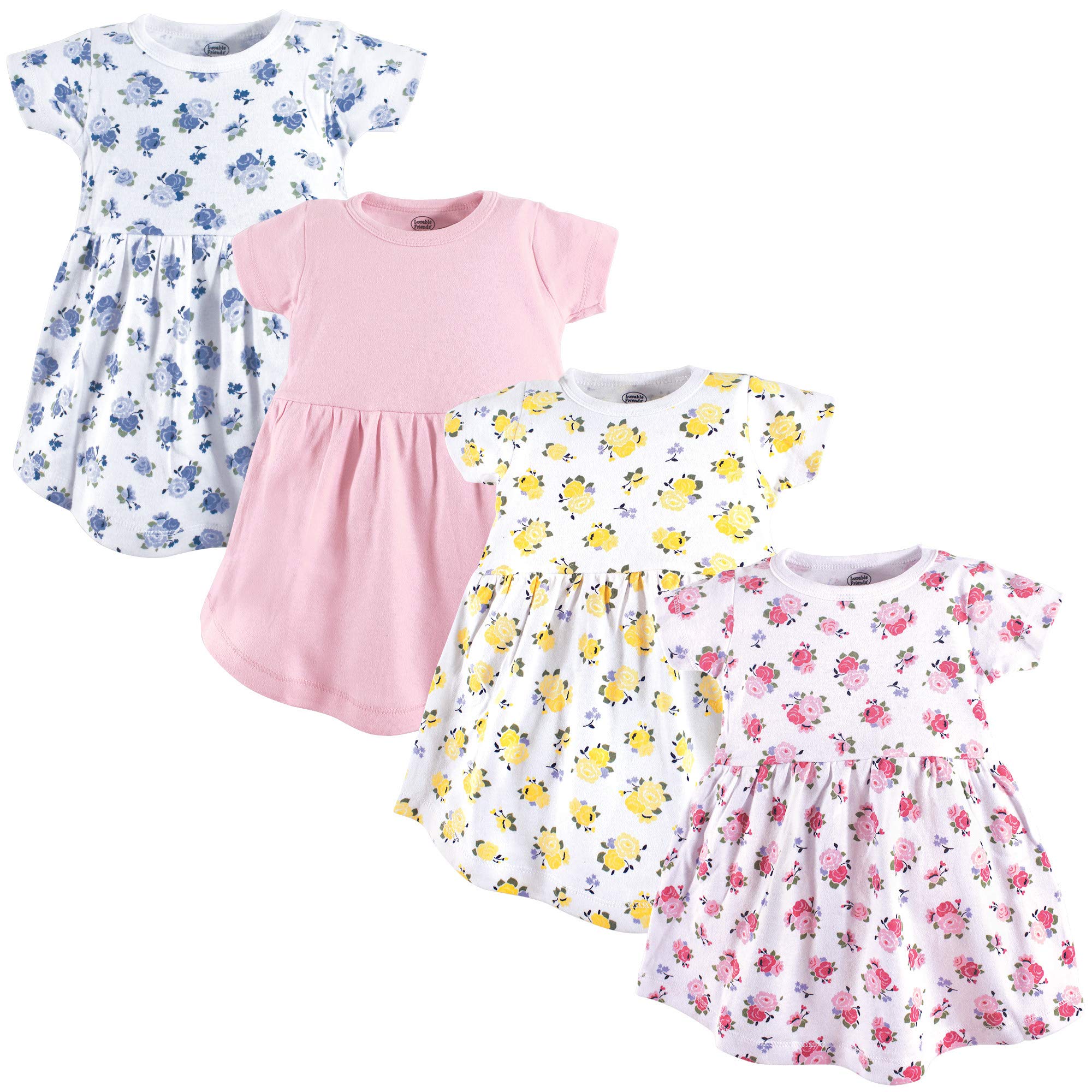 Luvable Friends baby girls Cotton Playwear Dress, Floral, 3T US