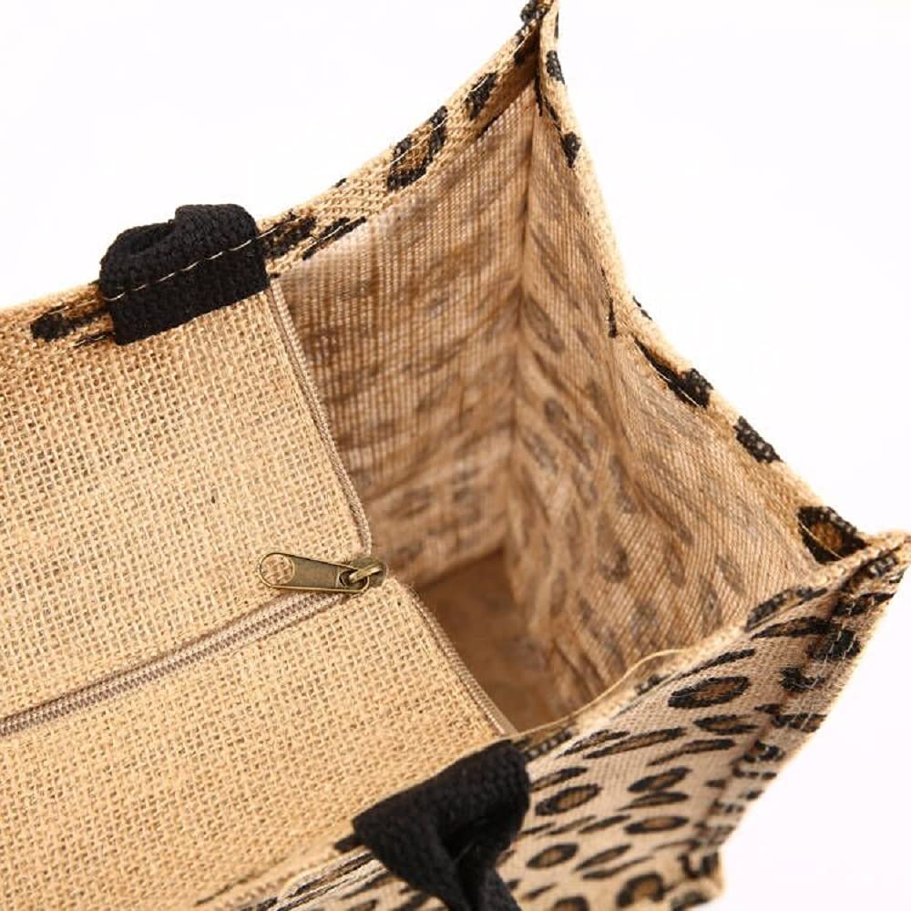 DINYAO Women Summer Beach Shoulder Bags Large Capacity Jute Shopping Tote 16.5x13x7 (Zebra)