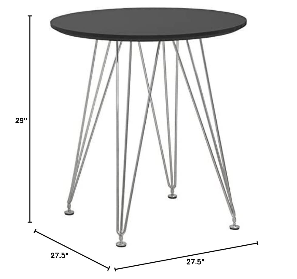 Ergo Furnishings Mid-Century Modern Eiffel Tower Café Table Wood Top, Black