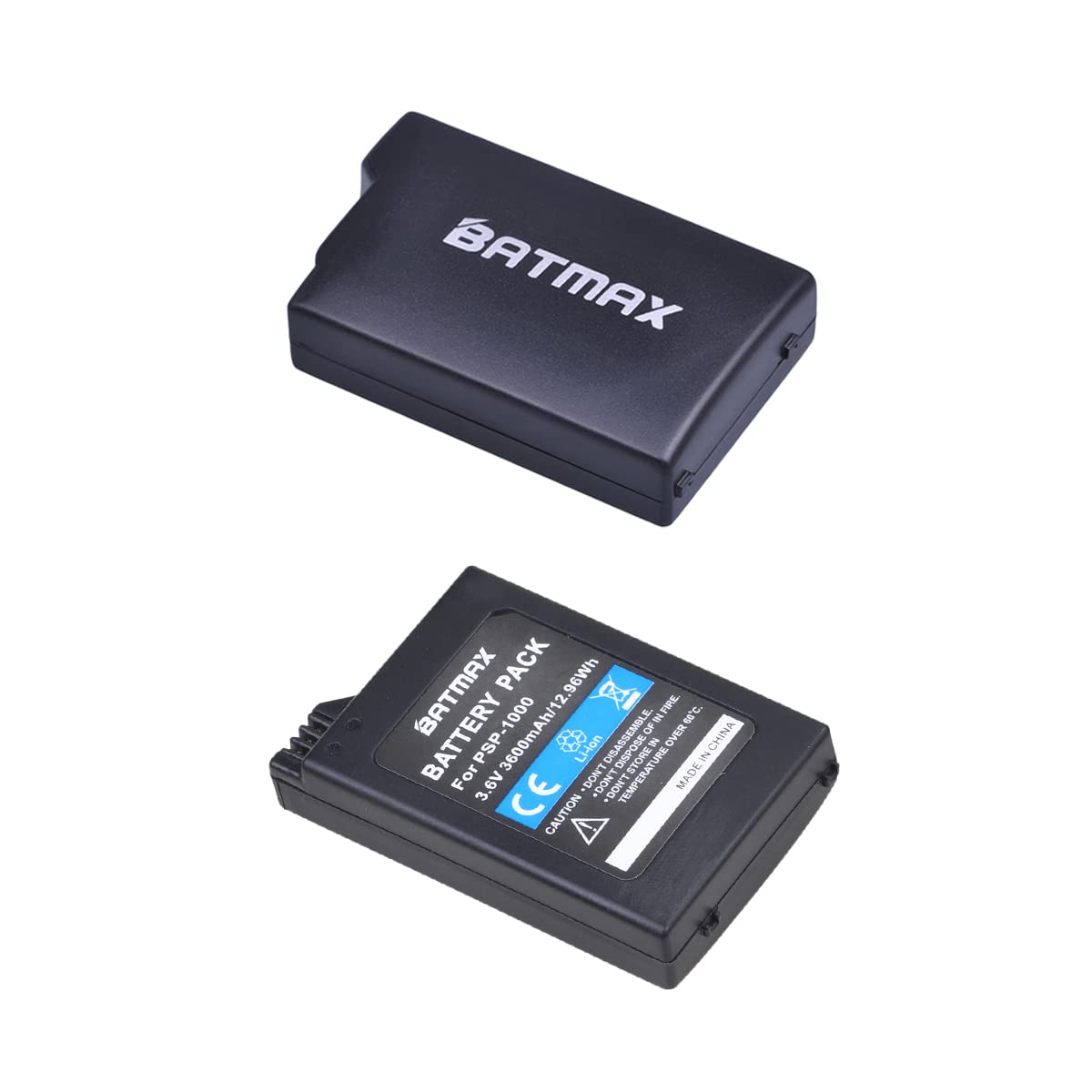 Batmax 2Pcs 3600mAh PSP 1000 Battery + LED Dual USB Charger Replacement with Type C Port for Sony PSP-1000 PSP-110 (1001, 1002, 1003, 1004, 1005, 1006, 1007, 1008, 1010), PSP Fat Console