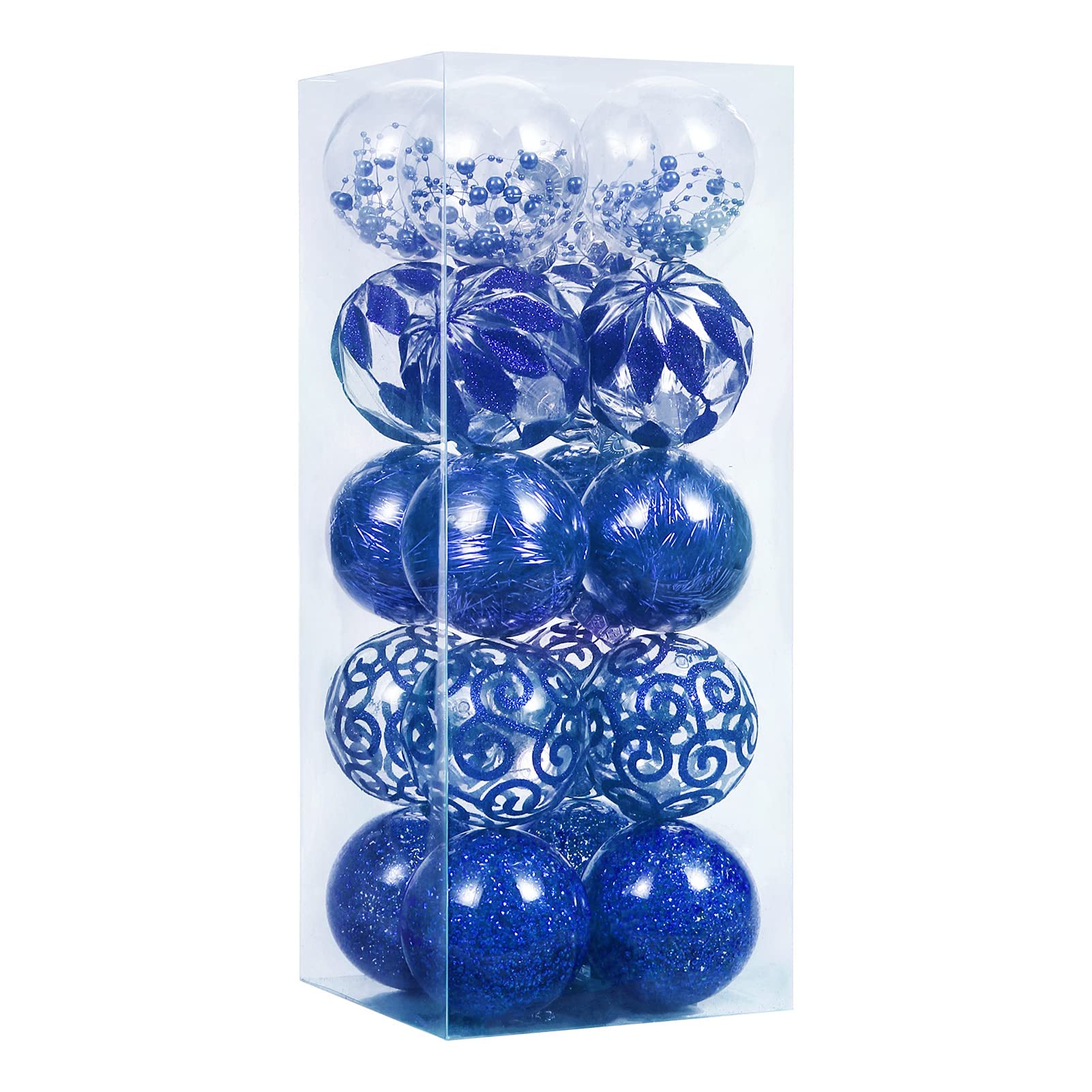 60MM/2.36" Clear Christmas Ornaments Set, 25PCS Shatterproof Decorative Hanging Ball Ornament with Stuffed Delicate Decorations, Xmas Tree Balls for Holiday Party - Green.