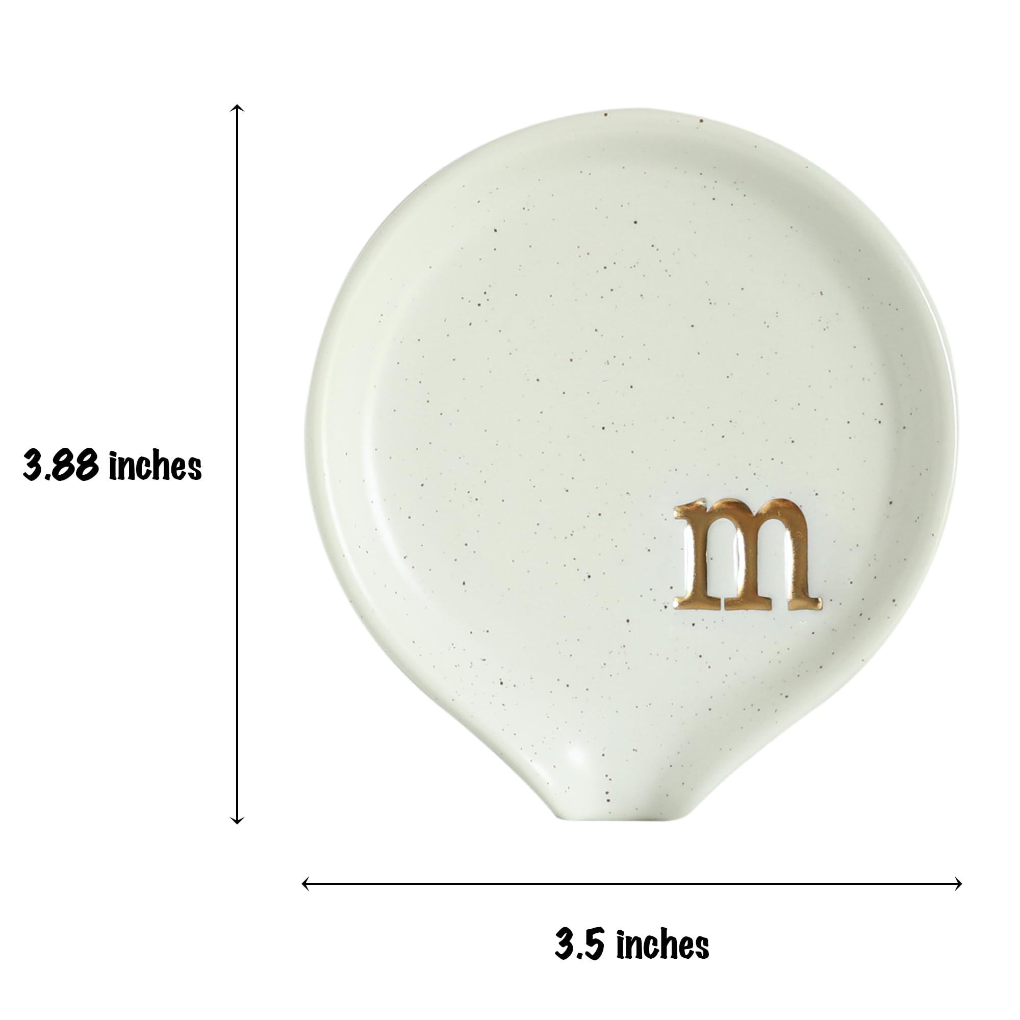 COLLECTIVE HOME - Ceramic Coffee Spoon Rest, Monogram Ceramic Spoon Holder, 3.8 Inches Coffee Spoon Holder, Mini Teaspoon Rest, Small Spoon Holder for Stove Coffee Bar (m)