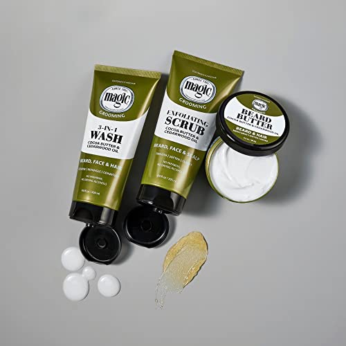 SoftSheen-Carson Magic Men's Grooming Facial Exfoliating Scrub, Softens, Smooths and Clarify, With Cocoa Butter and Cedarwood Oil for Beard, Skin and Scalp, 6.7 fluid ounces