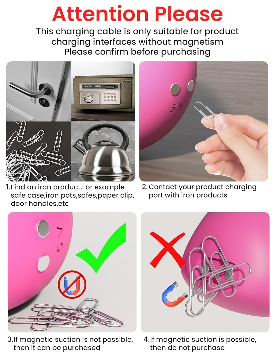 Bicmice Fast Magnetic Charger Cord for Rose and Most Magnetic Massagers DC Charging Cable with 2-Magnet Connector