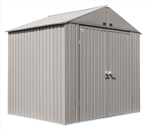 Arrow Shed Elite 8' x 6' Outdoor Lockable Steel Storage Shed Building, Cool Grey