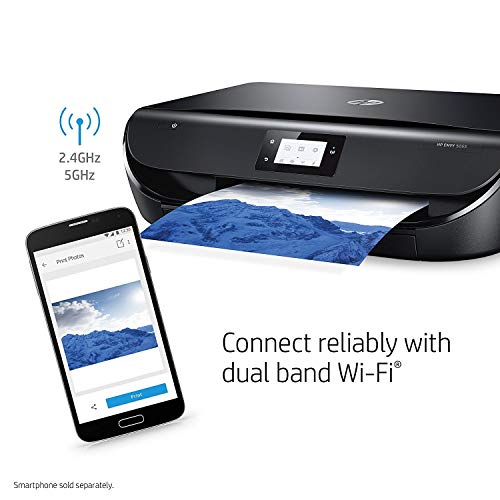 HP Envy 5055 Wireless All-in-One Photo Color Printer, HP Instant Ink & Amazon Dash Replenishment Ready (M2U85A) (Renewed)