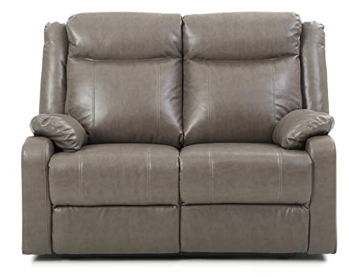 Glory Furniture Double Reclining Love Seat, Gray Faux Leather