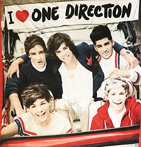 DT Homes I Heart One Direction Fleece 1D No-Sew Throw Blanket Kit - Includes Front & Back Panel (48" X 60") FL48
