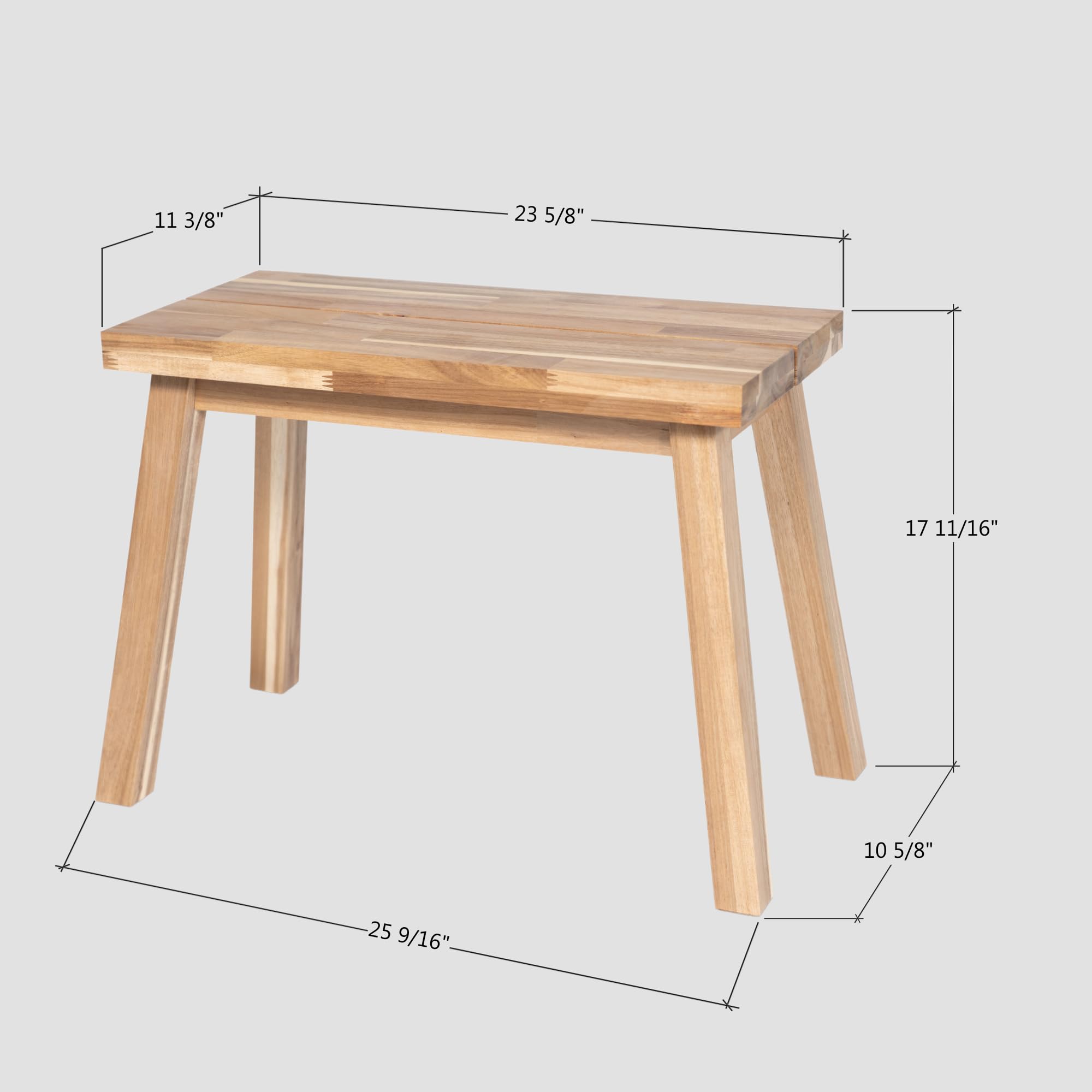 ARROWSTONE Bench 100% Solid Acacia Wood, Backless, Wax Galvanized Finish, Easy Assembly, End Table Wooden Bench Furniture for Plant, Dining Room, Entryway, Indoor (26 inches)