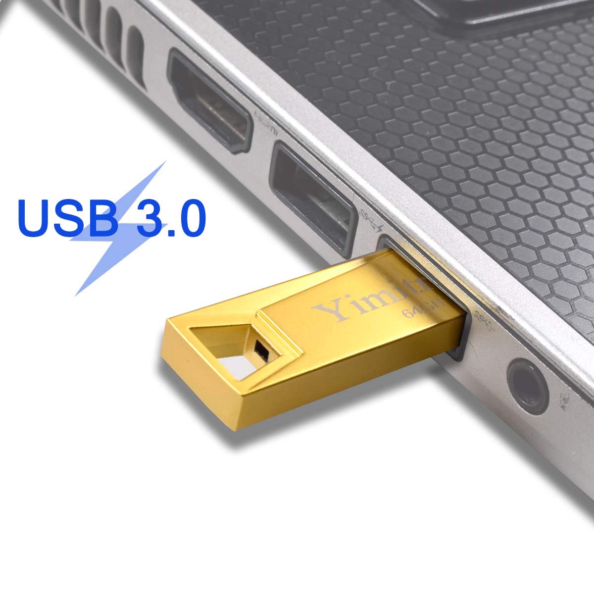 64GB USB 3.0 Flash Drive,Yimitree Pen Drive High Speed Thumb Drive Waterproof Capless Metal Pendrive USB Memory Stick Jump Drive (64GB, Gold)