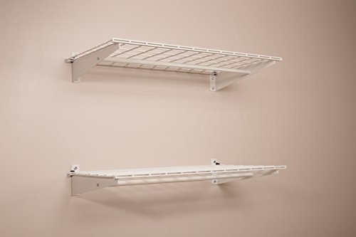 Hyloft 777 36-Inch X 18-Inch Adjustable Steel Wall Shelf, Storage Rack for Garage with Hanging Rod, White, 2-Pack