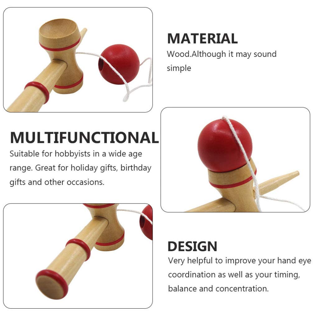 BESPORTBLE Wooden Tribute Kendama Toy Japanese Cup and Ball Catch Kadoma Game Ball in Cup Game Hand Eye Coordination Ball Catching Cup 2pcs