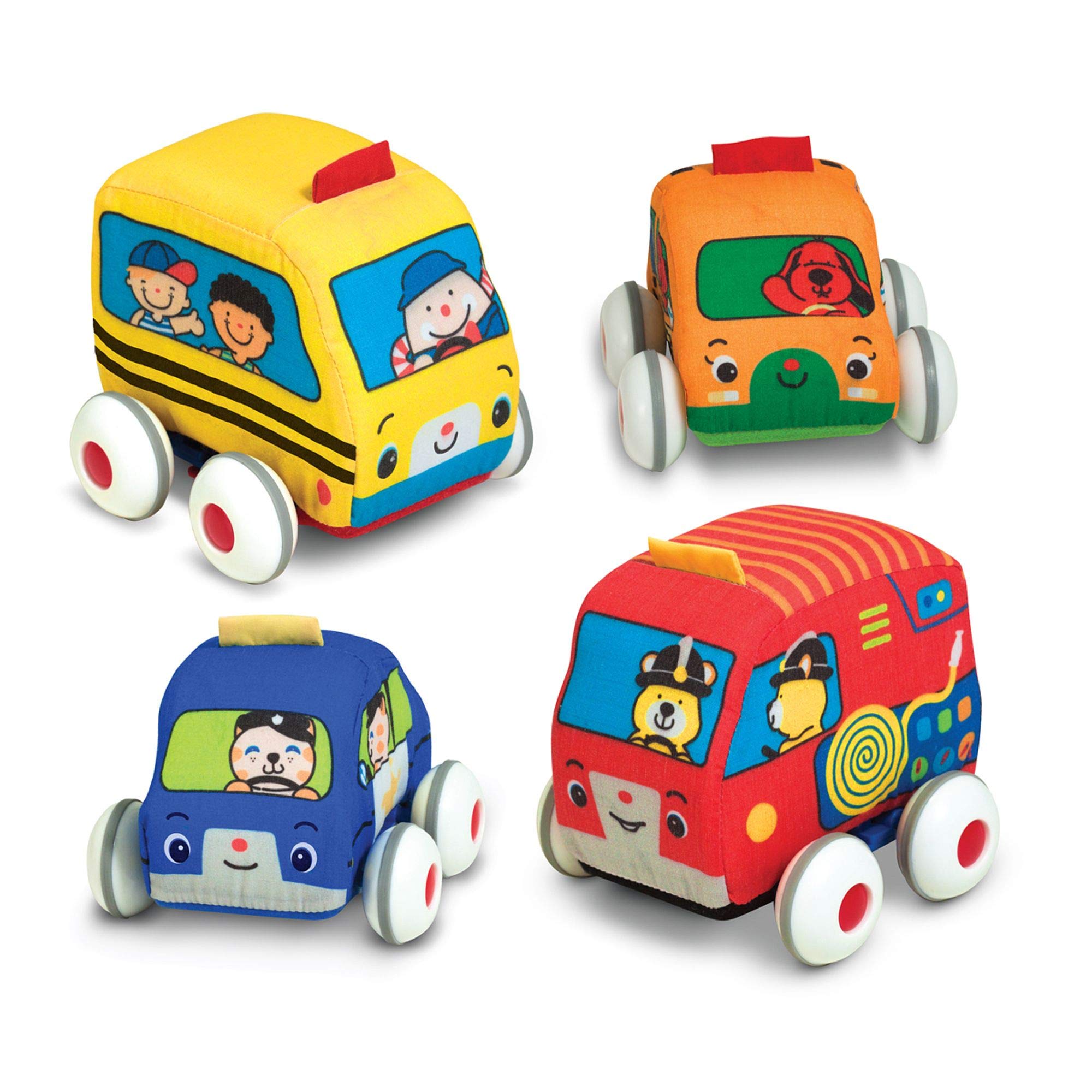 ECR4Kids SoftZone Climb and Crawl Activity Play Set & Melissa & Doug K's Kids Pull-Back Vehicle Set - Soft Baby Toy Set with 4 Cars and Trucks and Carrying Case
