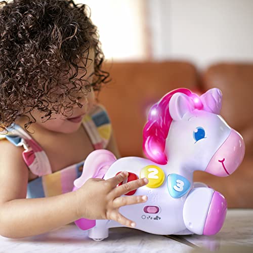 Bright Starts Rock & Glow Unicorn Crawling Baby Toy with Lights and Melodies, Age 6 Months +, Pink