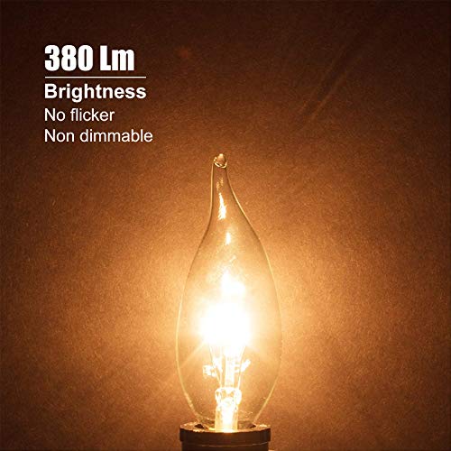 40W Candelabra Light Bulbs Candelabra Flame Tip Clear C32 120V E12 Base Incandescent Light Bulbs for Chandeliers, Ceiling Fan Lights, Pendants, Wall Sconces Decorative (24 Packs)