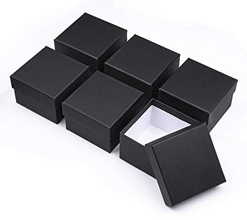 Black Gift Box, Dedoot Pack of 6 Square Watch Gift Box with Lids, 4.13x4.13x2.87 Inch Kraft Paper Watch Box Bridesmaid Proposal Gift Boxes for Tie Jewelry, Small Gifts Box for Presents, Christmas, Wedding Party