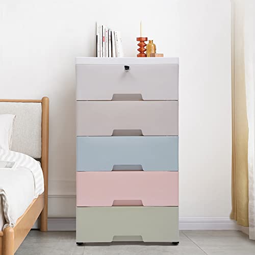 Gdrasuya10 Plastic Drawers Dresser Storage Cabinet, 5 Drawer Stackable Vertical Clothes Storage Tower,Organizer Unit for Hallway Entryway, Home Furniture