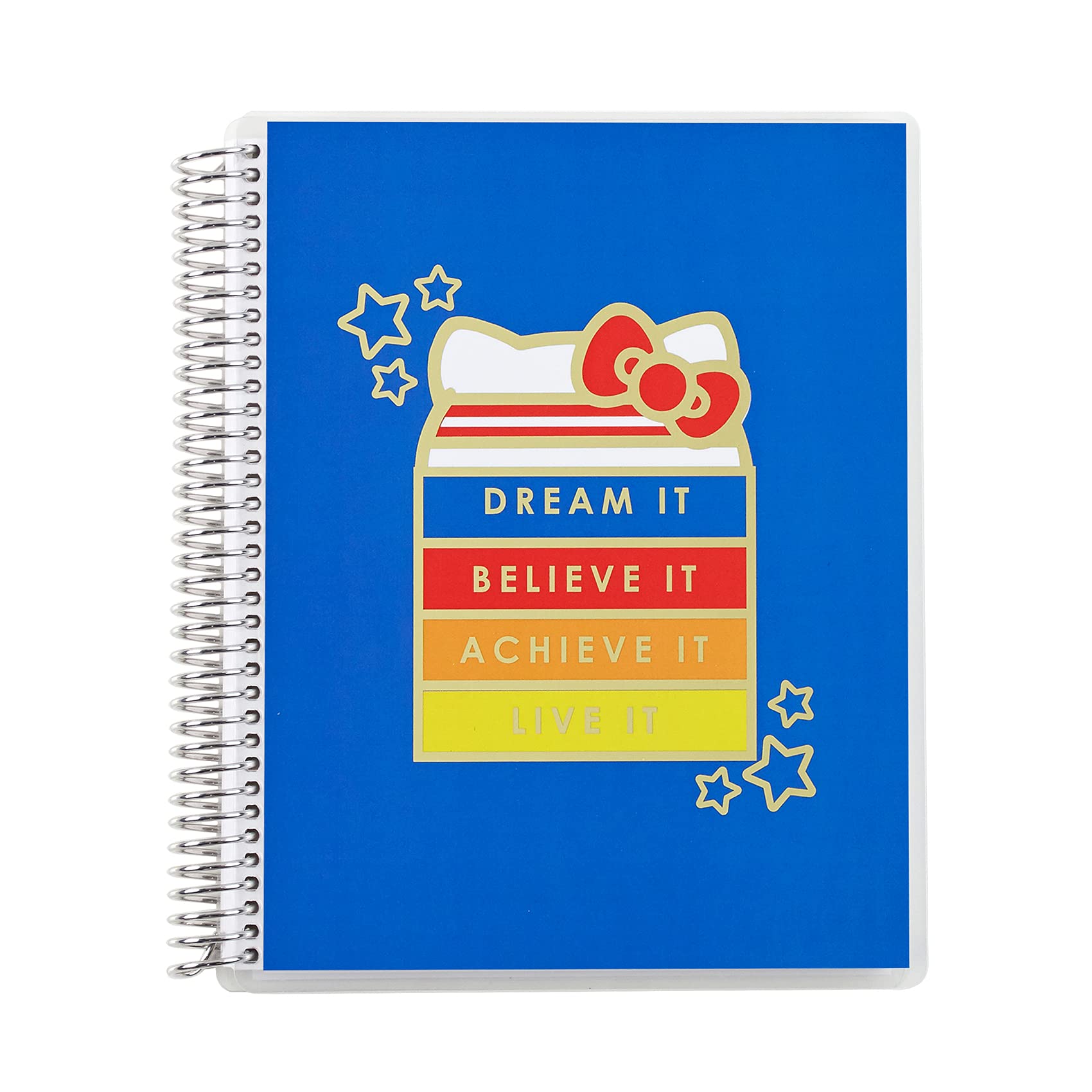 7" x 9" Spiral Bound Productivity Notebook - Hello Kitty Dream, Believe, Achieve. 160 Lined Page & to Do List Organizer Notebook. 80Lb Thick Mohawk Paper. Stickers Included by Erin Condren.