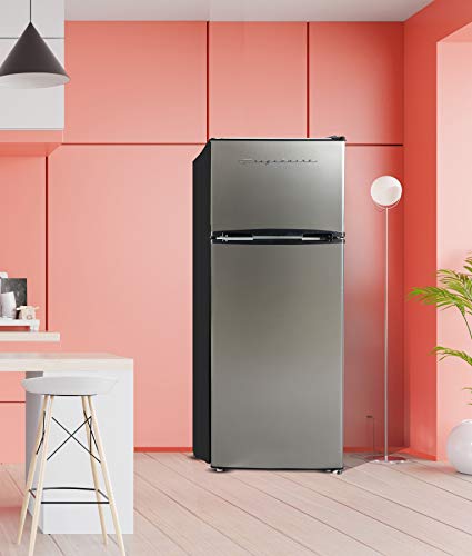 Frigidaire EFR749AMZ, 2 Door Apartment Size Refrigerator with Freezer, 7.5 cu ft, Retro, Silver, Platinum