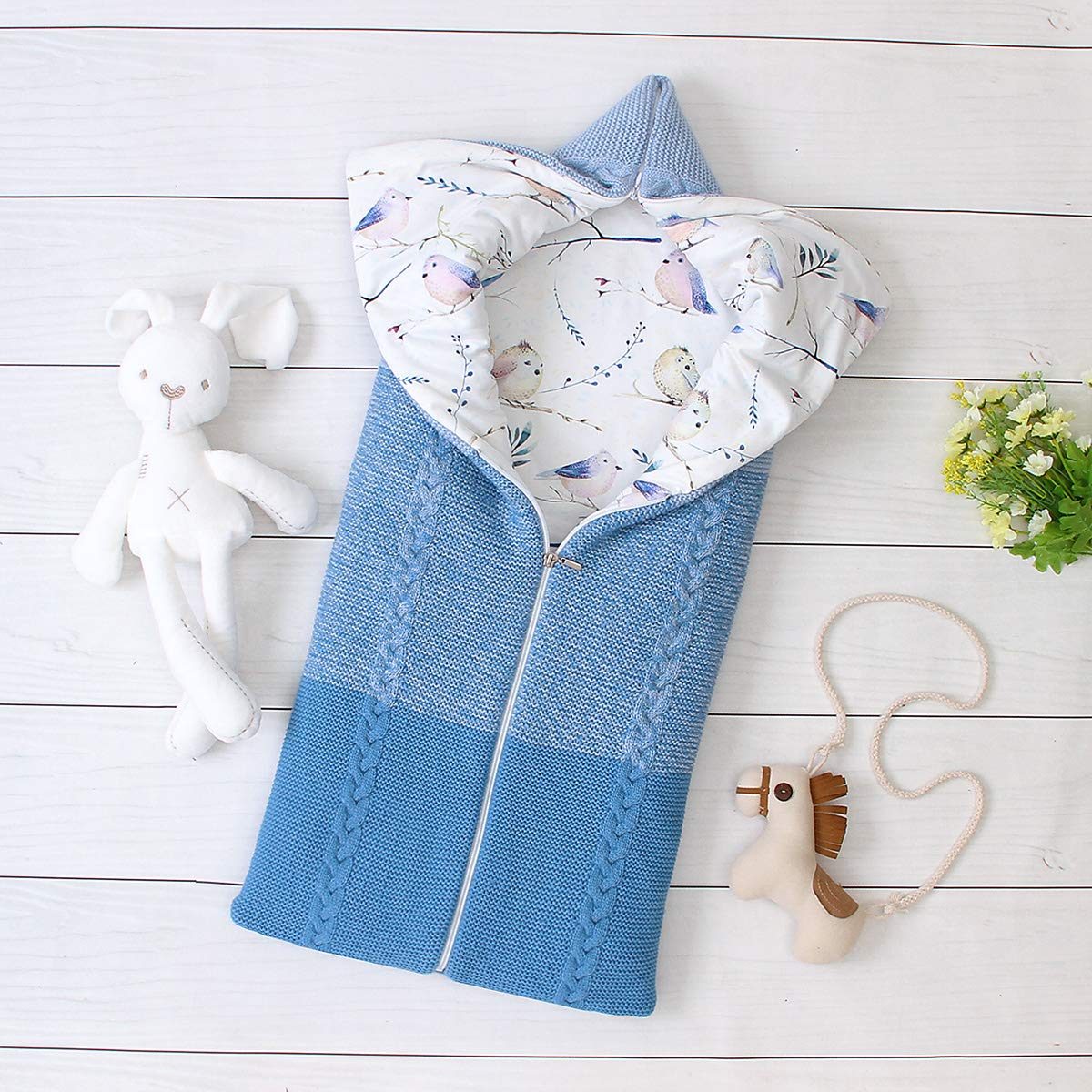 Petyoung Newborn Baby Swaddle Blanket, Multifunction Stroller Wrap Sleeping Mat Thick Warm Sleeping Bag for Baby Boys Girls 0-12 Months