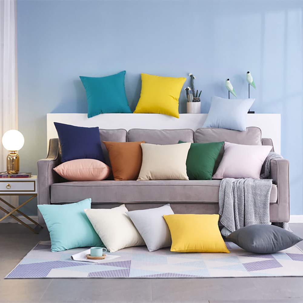 4-Pack 100% Cotton Comfortable Solid Decorative Throw Pillow Case,Thmyo Square Cushion Cover Pillowcase Sublimation Blank Pillow Covers DIY Throw Pillowcase for Sofa Bedroom(24x24 inch/ 60x60cm,Khaki)