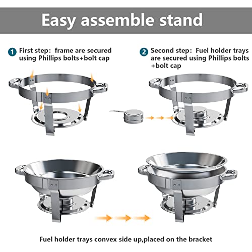 Chafing Dish Buffet Set 5 QT 4 Packs Stainless Steel Buffet Servers and Warmers, Chaffing Servers with Covers, Catering, Chafer,Food Warmer for Parties Weddings