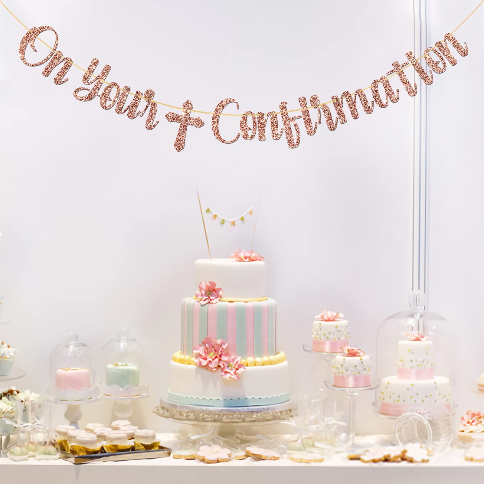 MonMon & Craft On Your Confirmation Banner/Engagement/Bride to Be Banner/Wedding/Bachelorette Party Decorations Supplies/Rose Gold Glitter