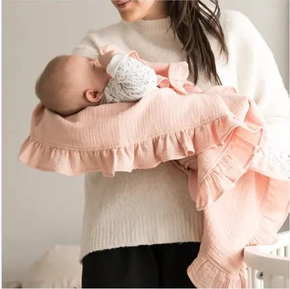 COCOAbi Baby Blanket in Baby's Breath White | 100% Cotton Muslin | Naturally Soft for Babies | Boho Colors & Pattern | Gentle Muslin Blanket | Eco-Friendly Material | Beautiful Baby Gift | 47β x 47β