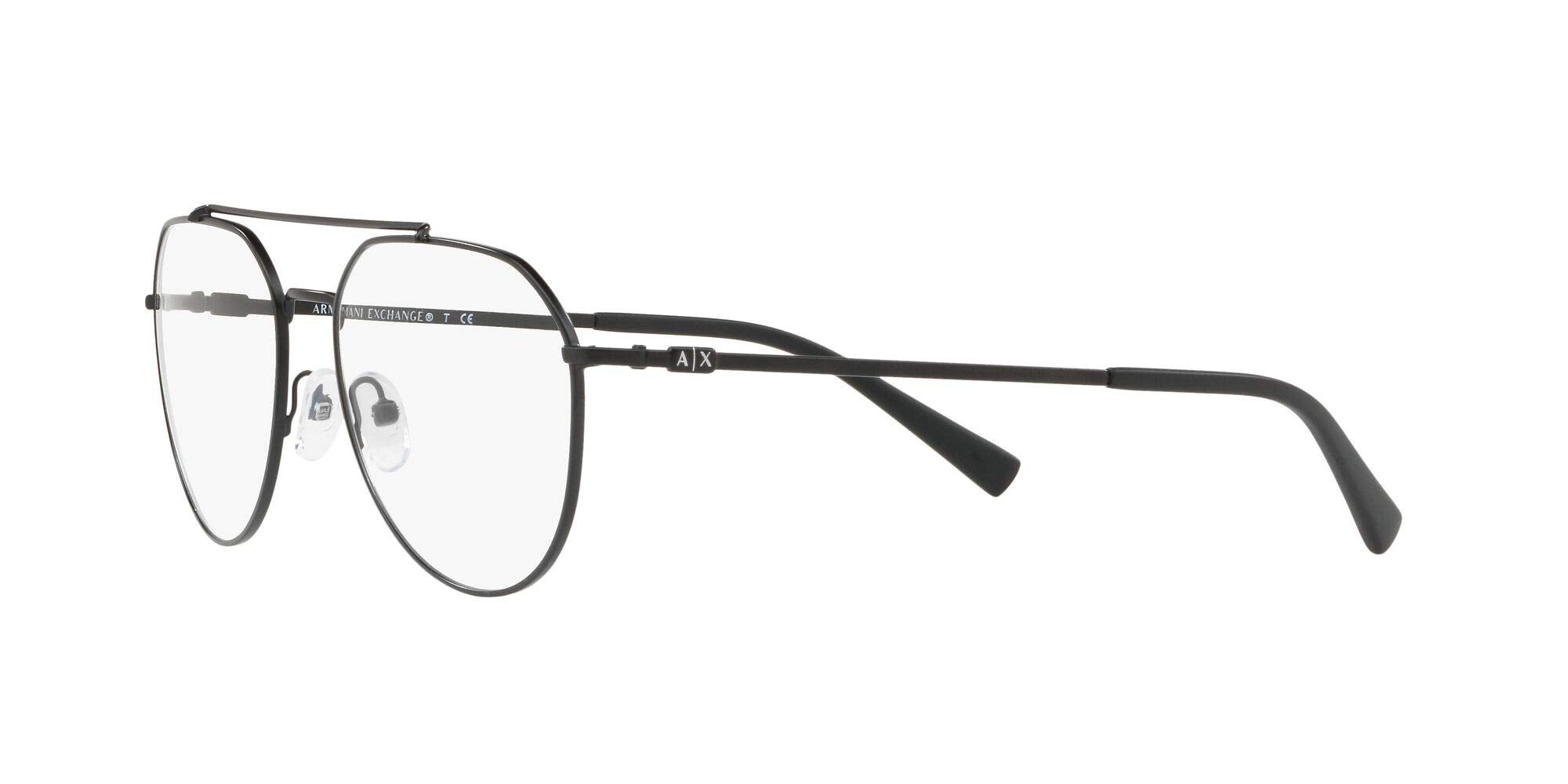A|X ARMANI EXCHANGE Men's AX1029 Aviator Prescription Eyeglass Frames, Matte Black/Demo Lens, 57 mm