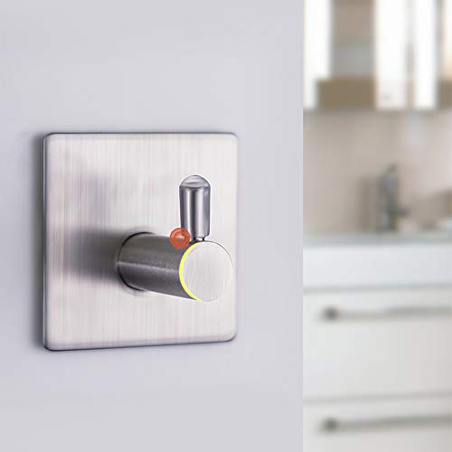 HANZE Adhesive Hooks Wall Hangers Heavy Duty Sticky Hooks Waterproof Stainless Steel Hanger Towel Holder Stcik on Hooks for Hanging Bathroom Kitchen Home Organizer - 4 Pack