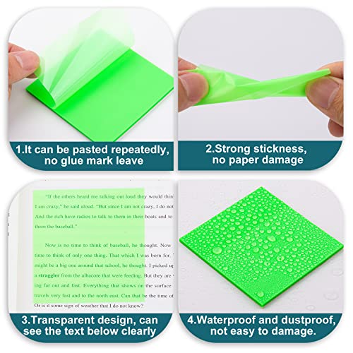 700 Sheets 14 Pack Transparent Sticky Notes Pad Set, 3x3 Inches Clear Self-Adhesive Post it Notes, Waterproof Translucent Color Memo Pad, See Through Office & School Supplies (Multicolor)