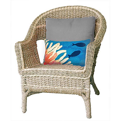 Liora Manne Visions III Reef & Fish Indoor/Outdoor Pillow, 12"X20", Coral Orange